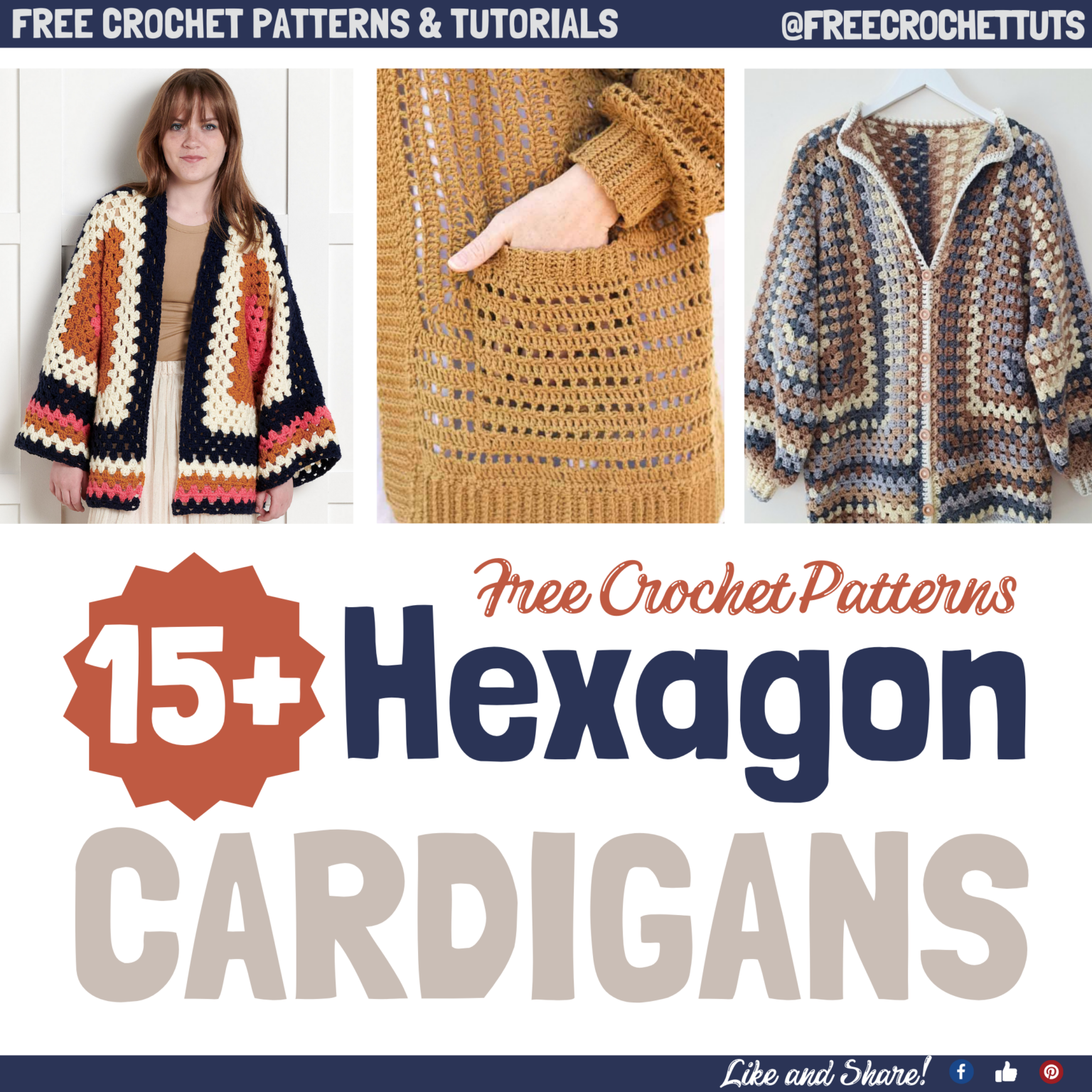 Hexagon Cardigan Crochet Patterns You’ll Love • Free Crochet Patterns ...