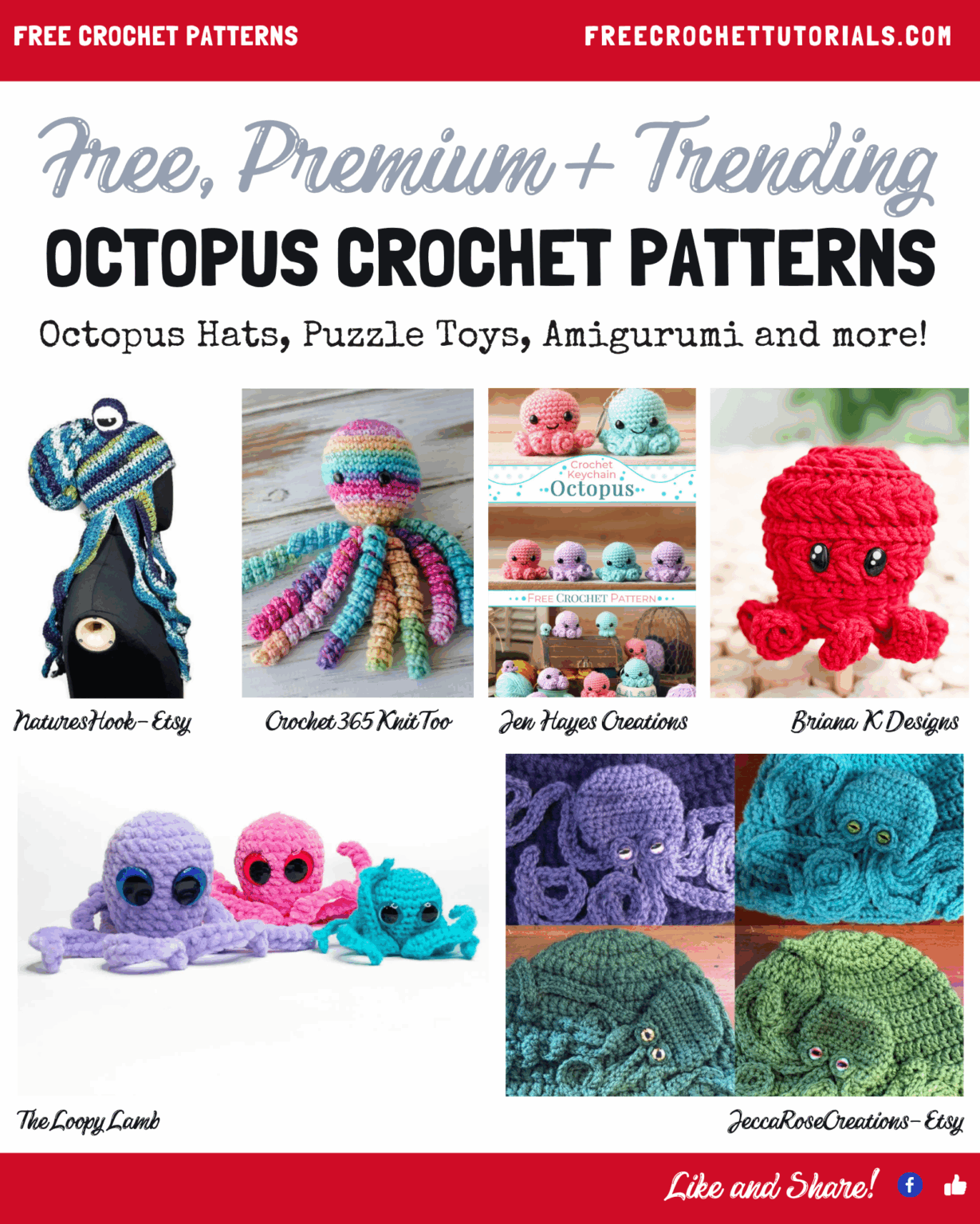 Octopus Crochet Patterns – Free, Premium & Trending Designs • Free ...
