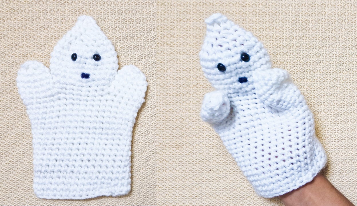 Halloween Crochet Ghost Hand Puppet + Video Tutorial